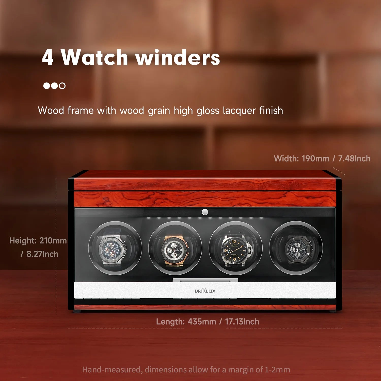 Quadruple Watch Winders with Drawer - Maintain Four Watches with Preci ...